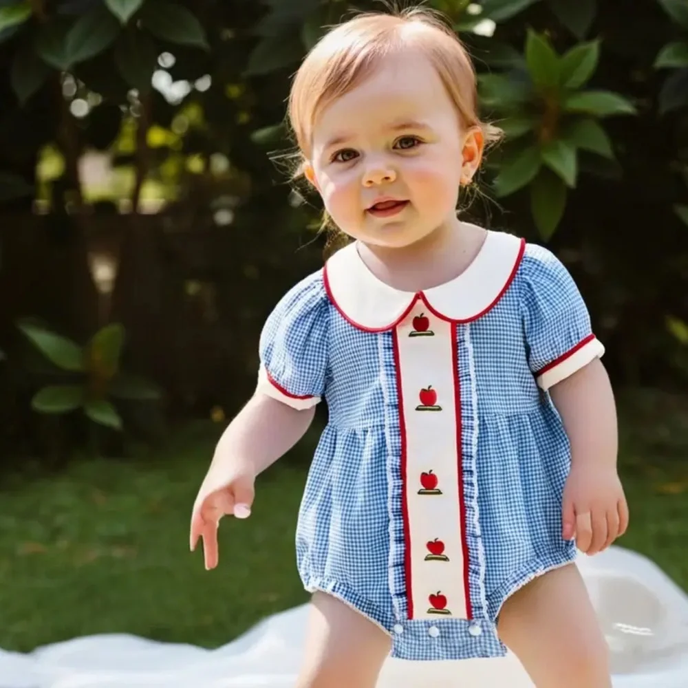 One Pieces | Blue Baby Romper With Apple Design 36 Months Vintage Peter ...
